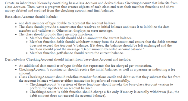 Solved Create an inheritance hierarchy containing base-class | Chegg.com