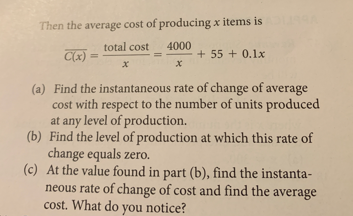 Solved 53. Cost and average cost Suppose that the total cost | Chegg.com