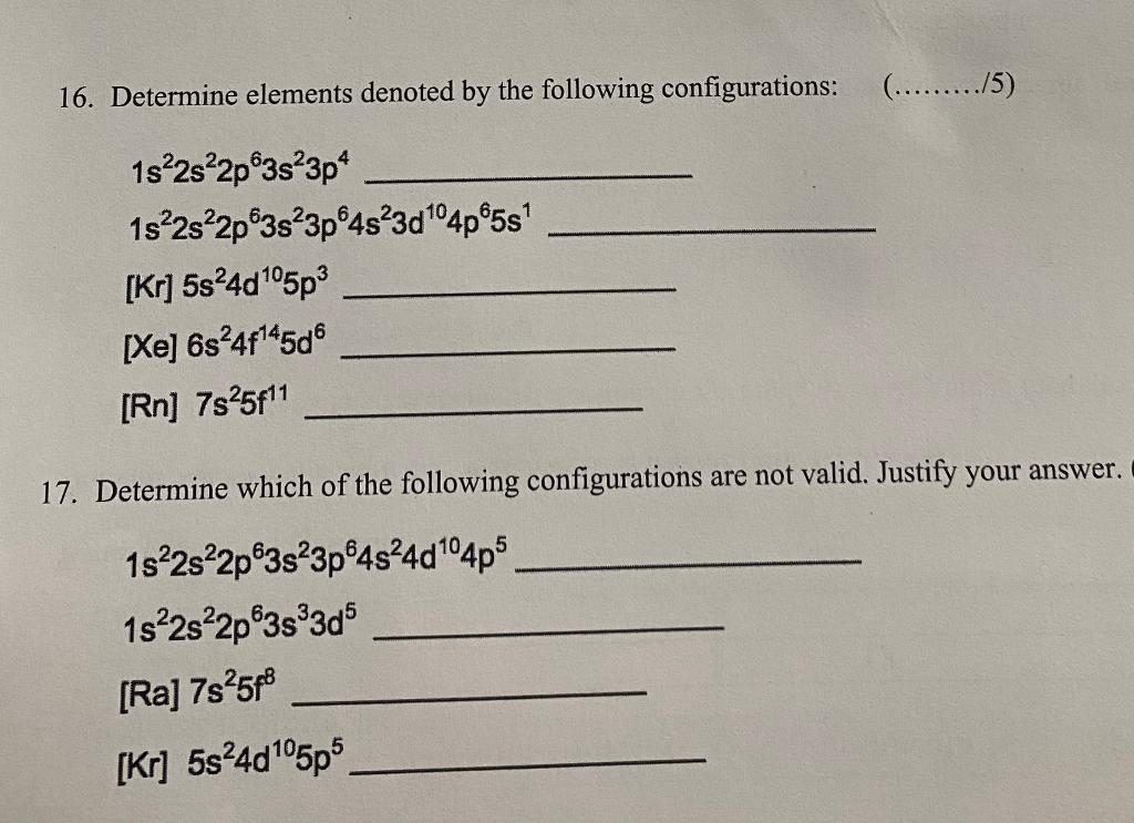 Solved 16. Determine elements denoted by the following | Chegg.com