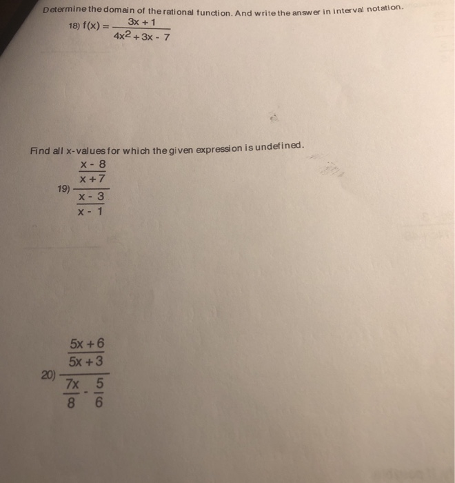 Solved Determine the domain of the rational function. And | Chegg.com
