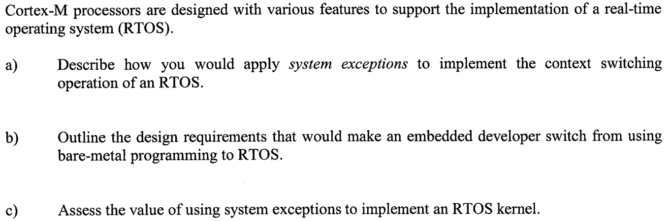 Solved Cortex-M processors are designed with various | Chegg.com