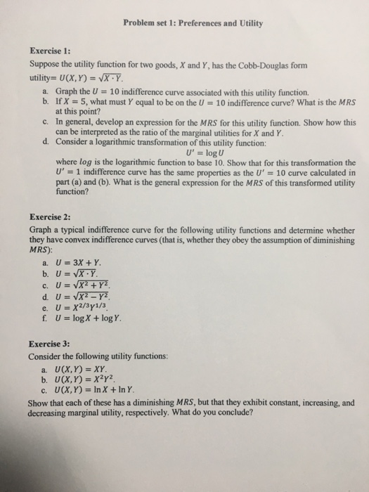 Solved Suppose the utility function for two goods, X and Y, | Chegg.com