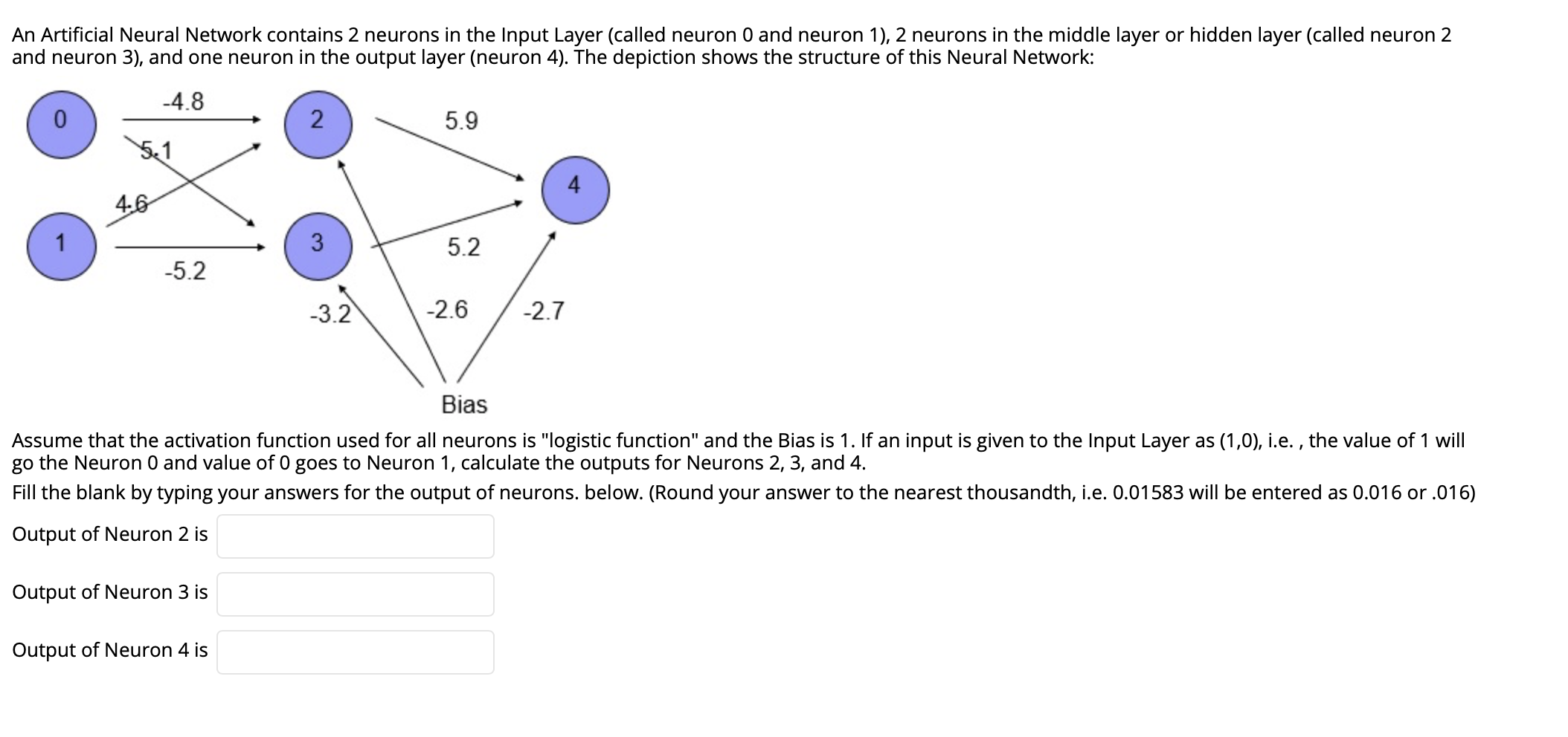Solved An Artificial Neural Network contains 2 neurons in | Chegg.com