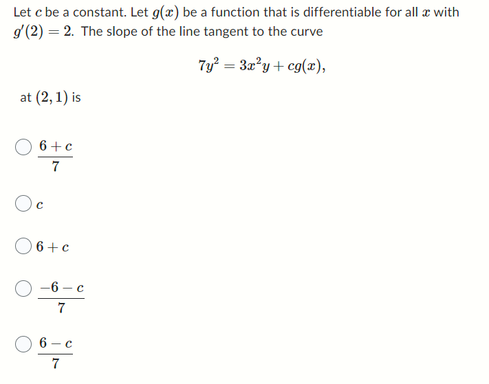 Solved Let c be a constant. Let g(x) be a function that is | Chegg.com