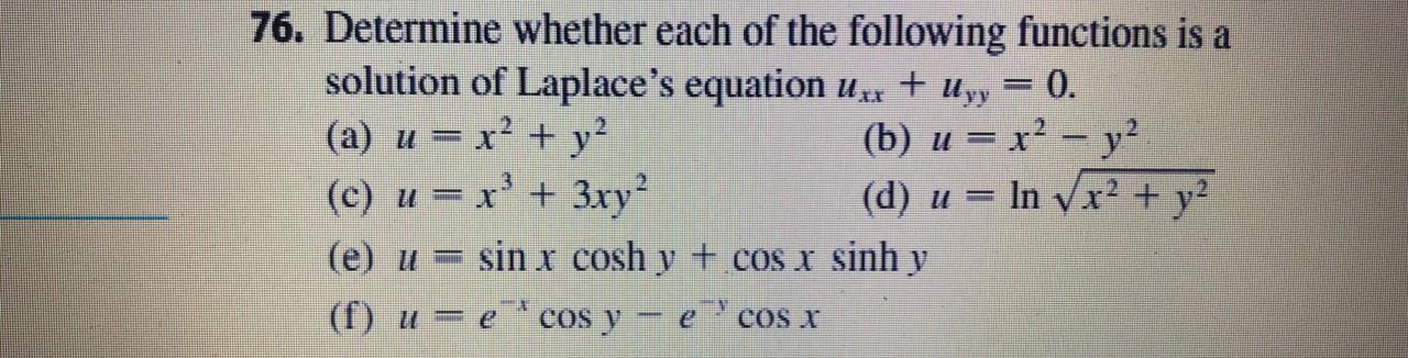 Solved 76. Determine whether each of the following functions | Chegg.com