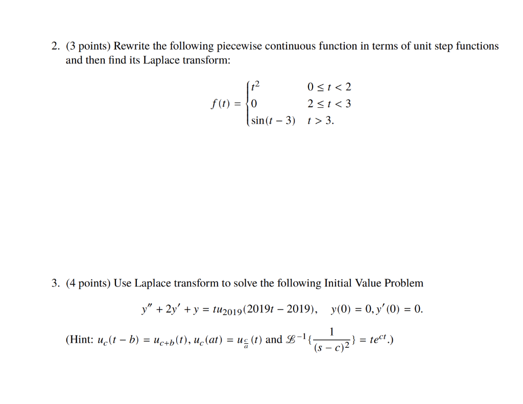 Solved 2. (3 points) Rewrite the following piecewise | Chegg.com