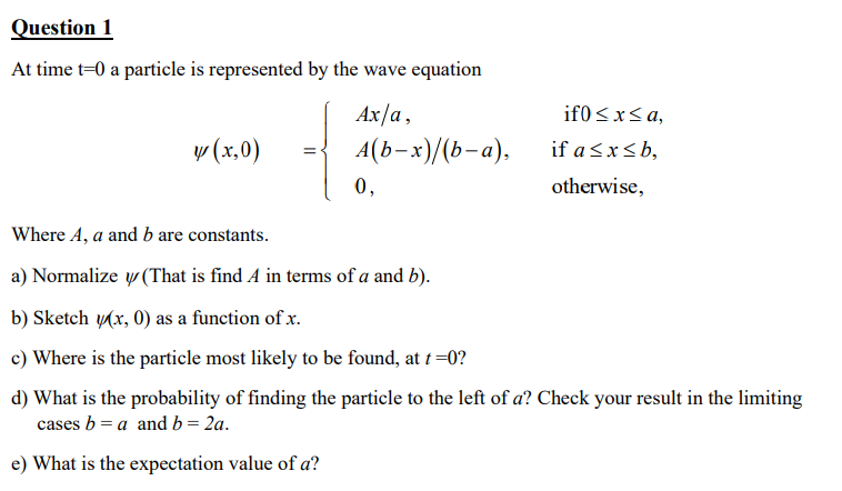 At time t=0 a particle is represented by the wave | Chegg.com
