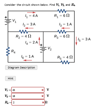 Solved Consider the circuit shown below. Find V1,V2, and R4. | Chegg.com