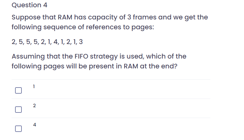 Solved Question 4Suppose that RAM has capacity of 3 ﻿frames | Chegg.com