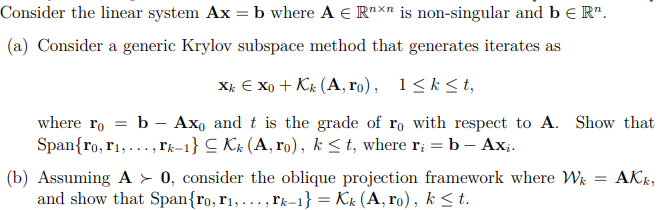 Solved Consider the linear system Ax=b where A∈Rn×n is | Chegg.com