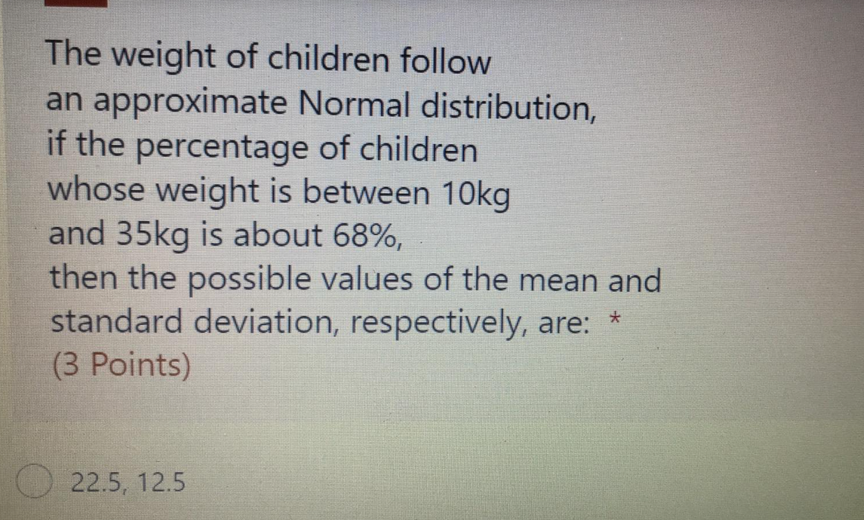 Solved The weight of children follow an approximate Normal | Chegg.com