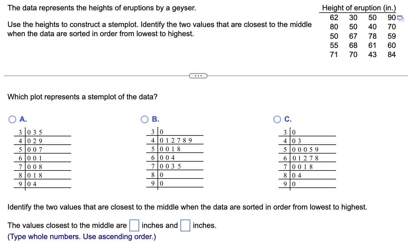 Solved The data represents the heights of eruptions by a | Chegg.com
