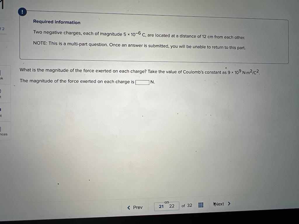 Solved Required information Two negative charges, each of | Chegg.com