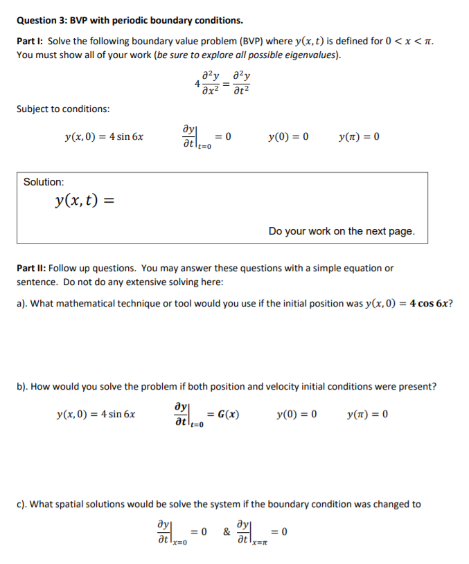 Solved Question 3 Bvp With Periodic Boundary Conditions