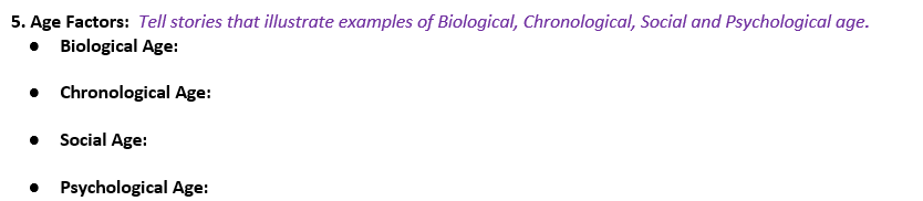 Solved 5. Age Factors: Tell stories that illustrate examples | Chegg.com