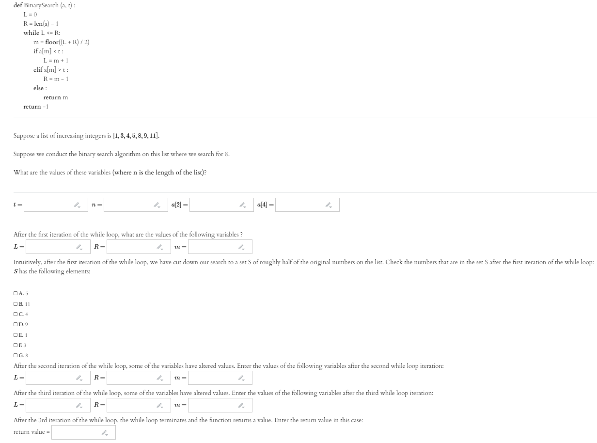 solved-def-binary-search-t-l-0-r-len-a-1-while-l-chegg