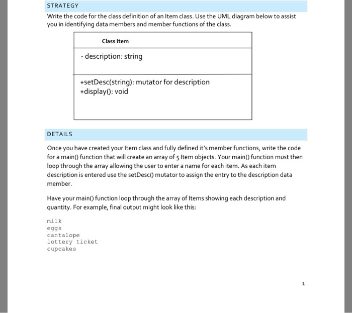 Solved STRATEGY Write the code for the class definition of | Chegg.com