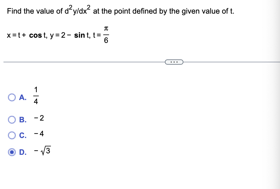 Solved Find the value of d2y/dx2 at the point defined by the | Chegg.com