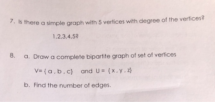 Solved here a simple graph with 5 vertices with degree of | Chegg.com