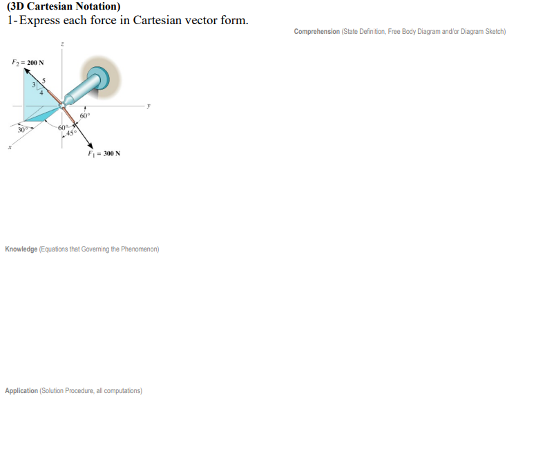 Solved (3D Cartesian Notation) 1-Express each force in | Chegg.com