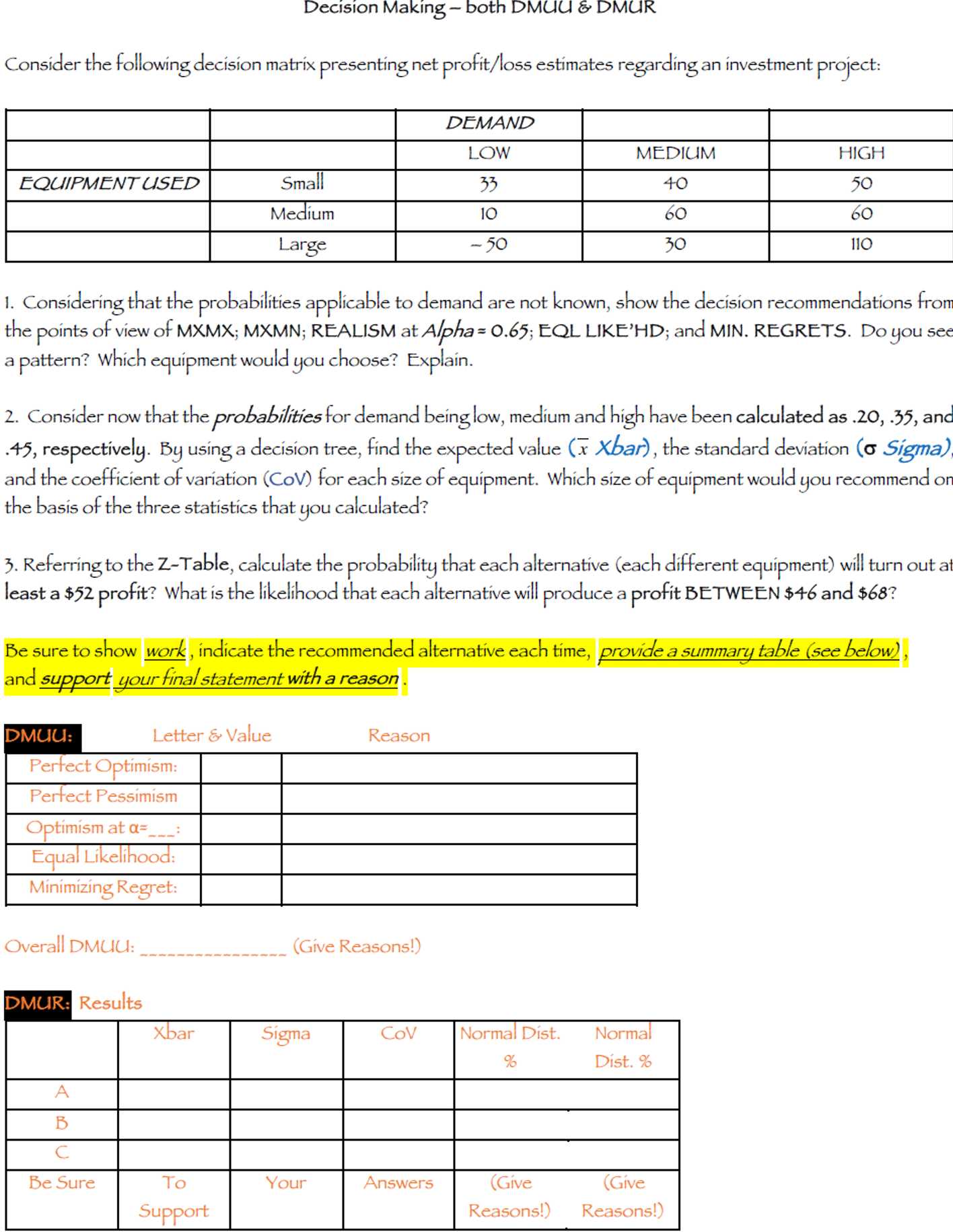 Solved Decision Making - ﻿both DMCICI DMCIRConsider the | Chegg.com