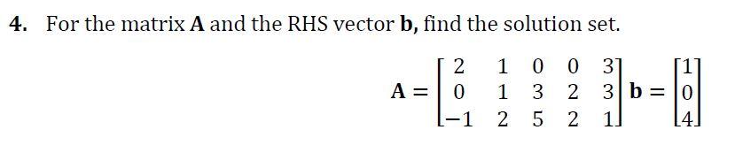 Solved For the matrix A and the RHS vector b, find the | Chegg.com