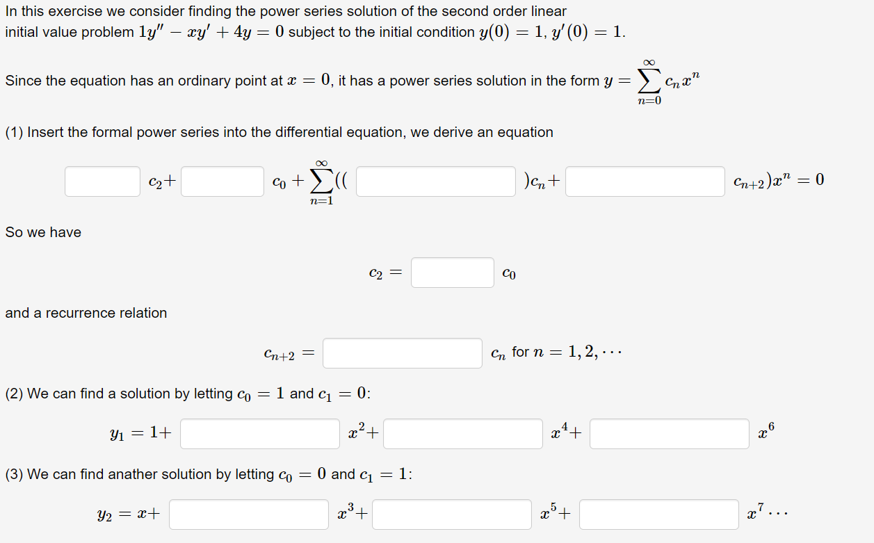 Solved In this exercise we consider finding the power series | Chegg.com Solved In this exercise we consider finding the power series | Chegg.com