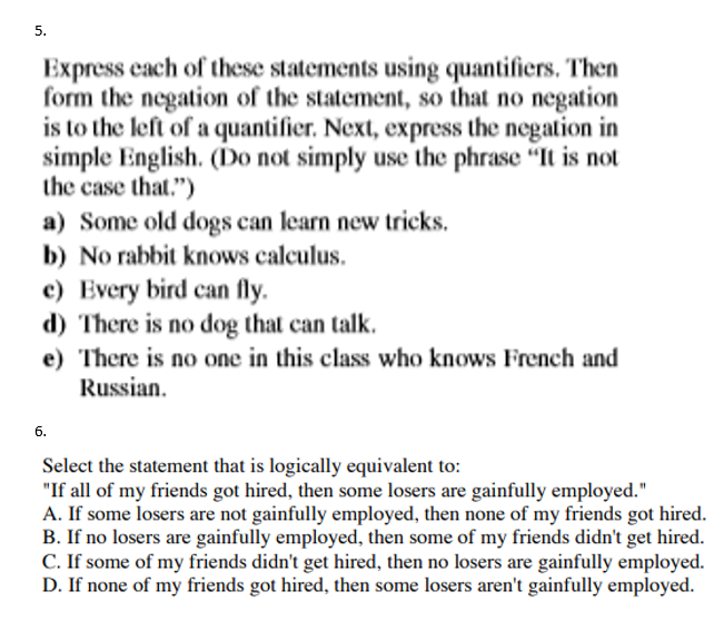 Solved Express Each Of These Statements Using Quantifiers