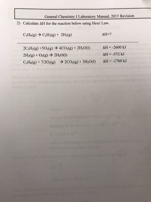 Solved Calculate delta H for the reaction below using Hess' | Chegg.com