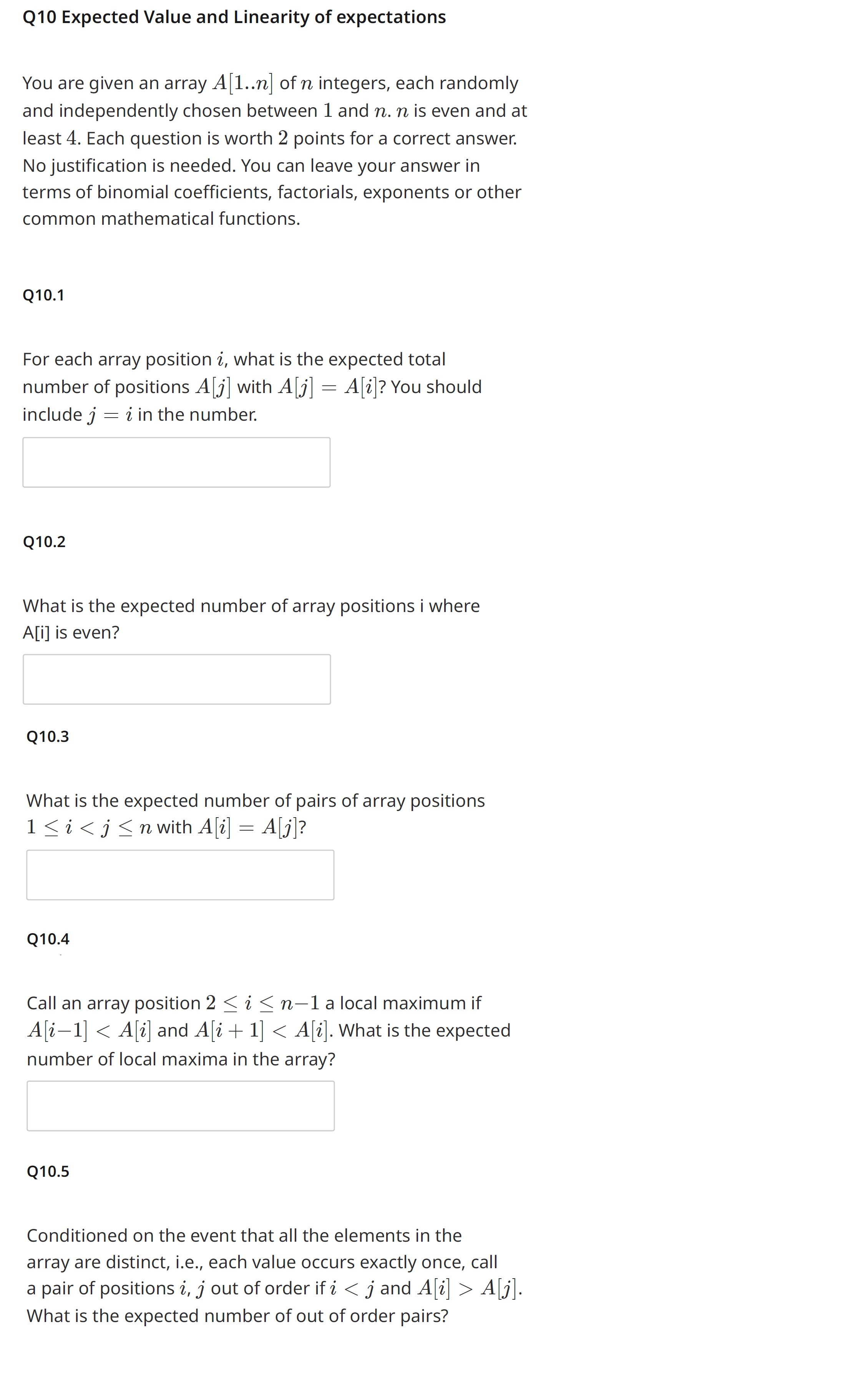 Solved Q10 ﻿Expected Value and Linearity of expectationsYou | Chegg.com