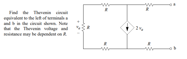 Solved a R R + Find the Thevenin circuit equivalent to the | Chegg.com