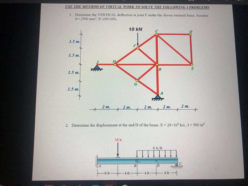 Solved USE THE METHOD OF VIRTUAL WORK TO SOLVE THE FOLLOWING | Chegg.com