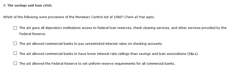 Solved 7. The savings and loan crisis Which of the following | Chegg.com