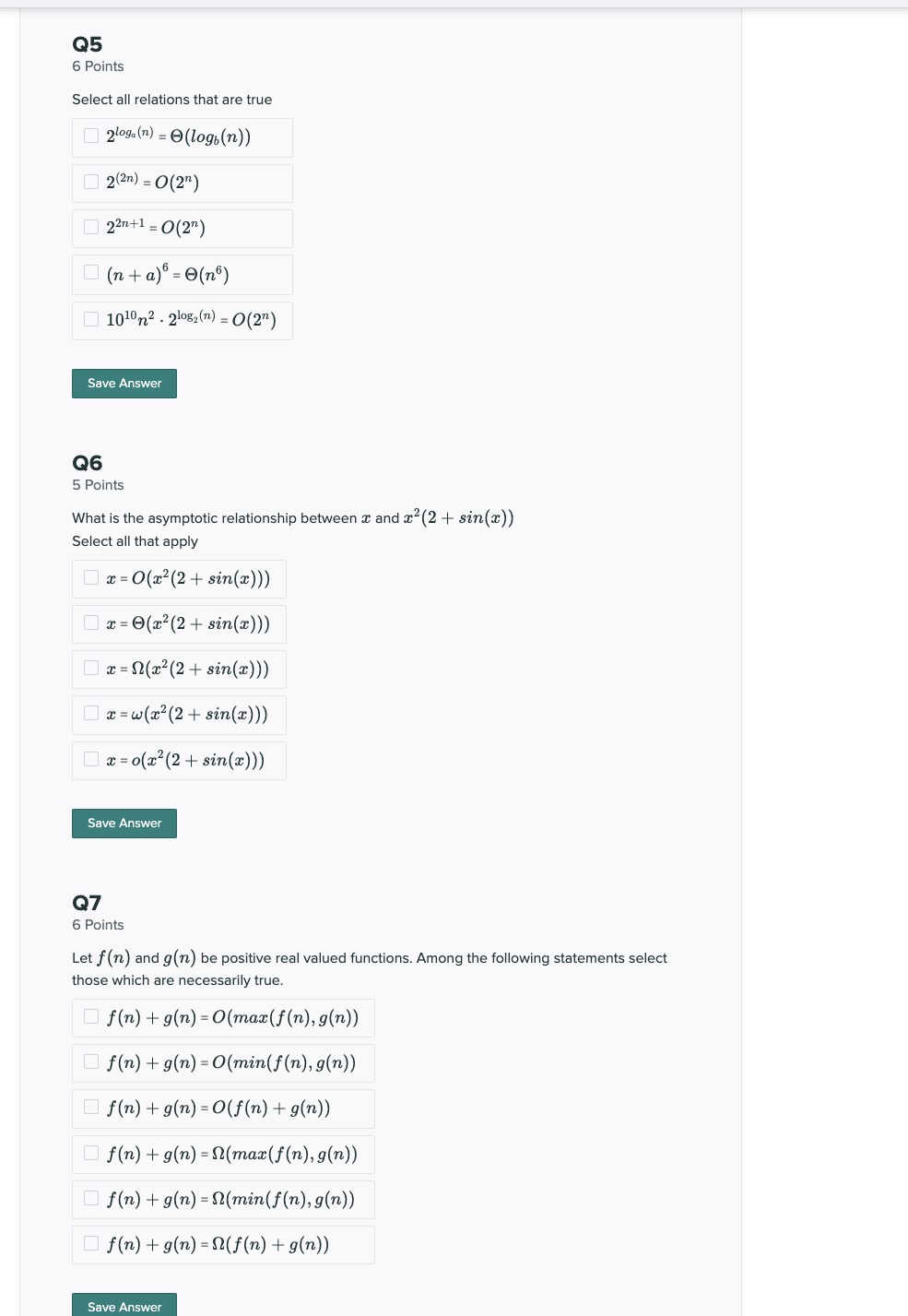 Solved Q5 6 Points Select all relations that are true | Chegg.com