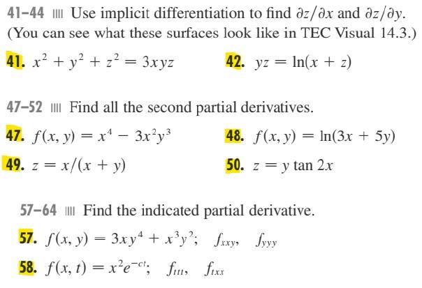 Solved 41-44 | Use implicit differentiation to find az/ax | Chegg.com