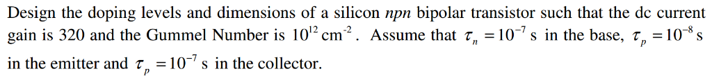 Solved Design the doping levels and dimensions of a silicon | Chegg.com