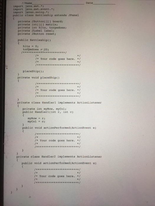 Solved Battleship Lab understand GUI components and layout | Chegg.com
