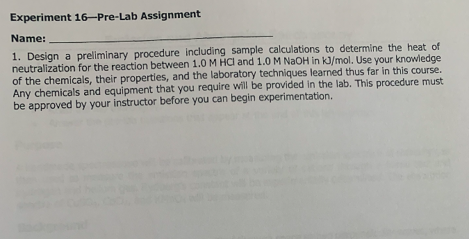Experiment 16-Pre-Lab Assignment Name: 1. Design a | Chegg.com