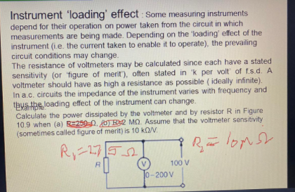Solved Instrument 'loading' effect : Some measuring | Chegg.com
