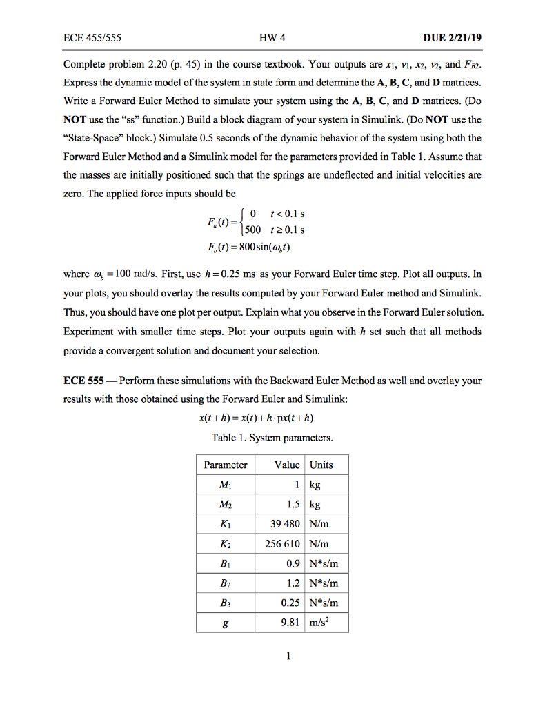 ECE 455/555 HW 4 DUE 2/21/19 Complete problem 2.20 | Chegg.com