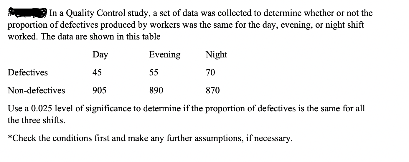 Solved In a Quality Control study, a set of data was | Chegg.com