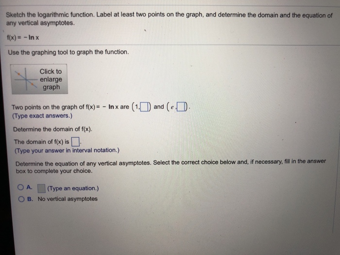 Solved Sketch the logarithmic function. Label at least two | Chegg.com