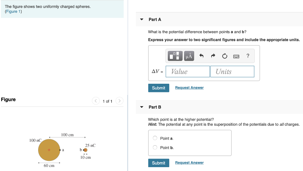 Solved The figure shows two uniformly charged spheres | Chegg.com