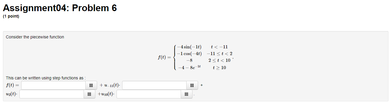 Solved Assignment04: Problem 6 (1 point) Consider the | Chegg.com