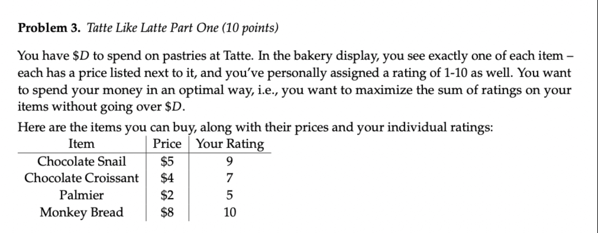 Solved Problem 3. ﻿Tatte Like Latte Part One (10 ﻿points) | Chegg.com