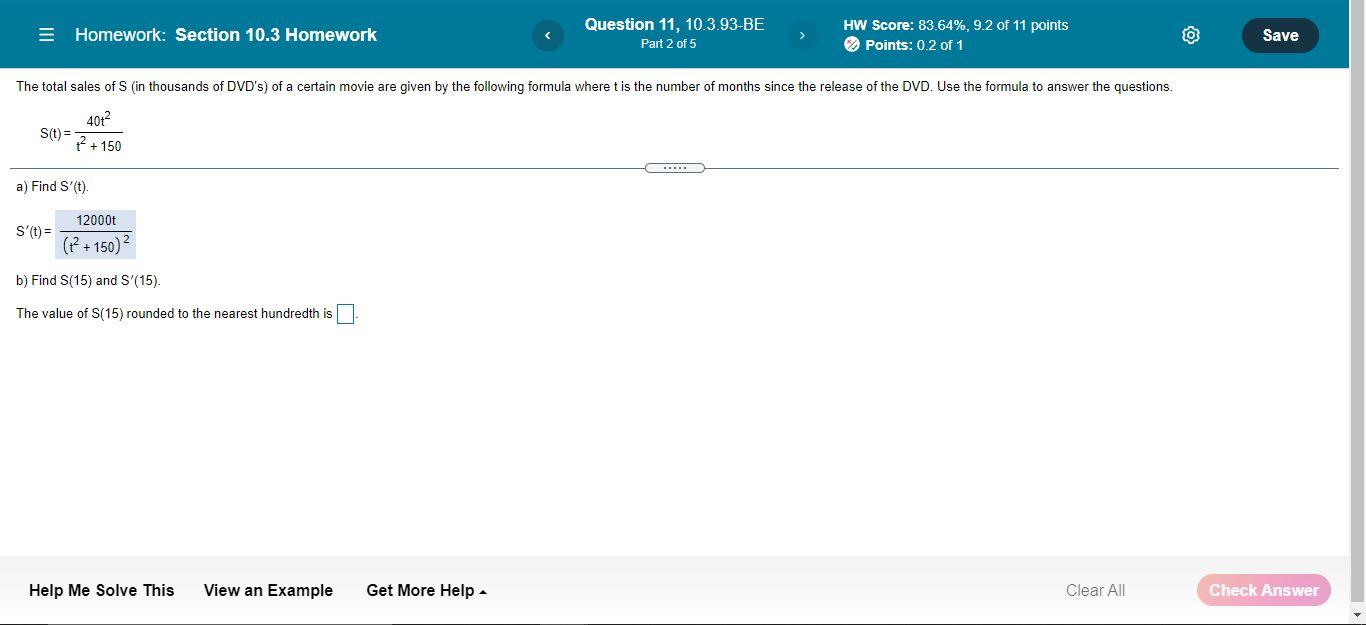 Solved Homework Section 10 3 Homework Question 11