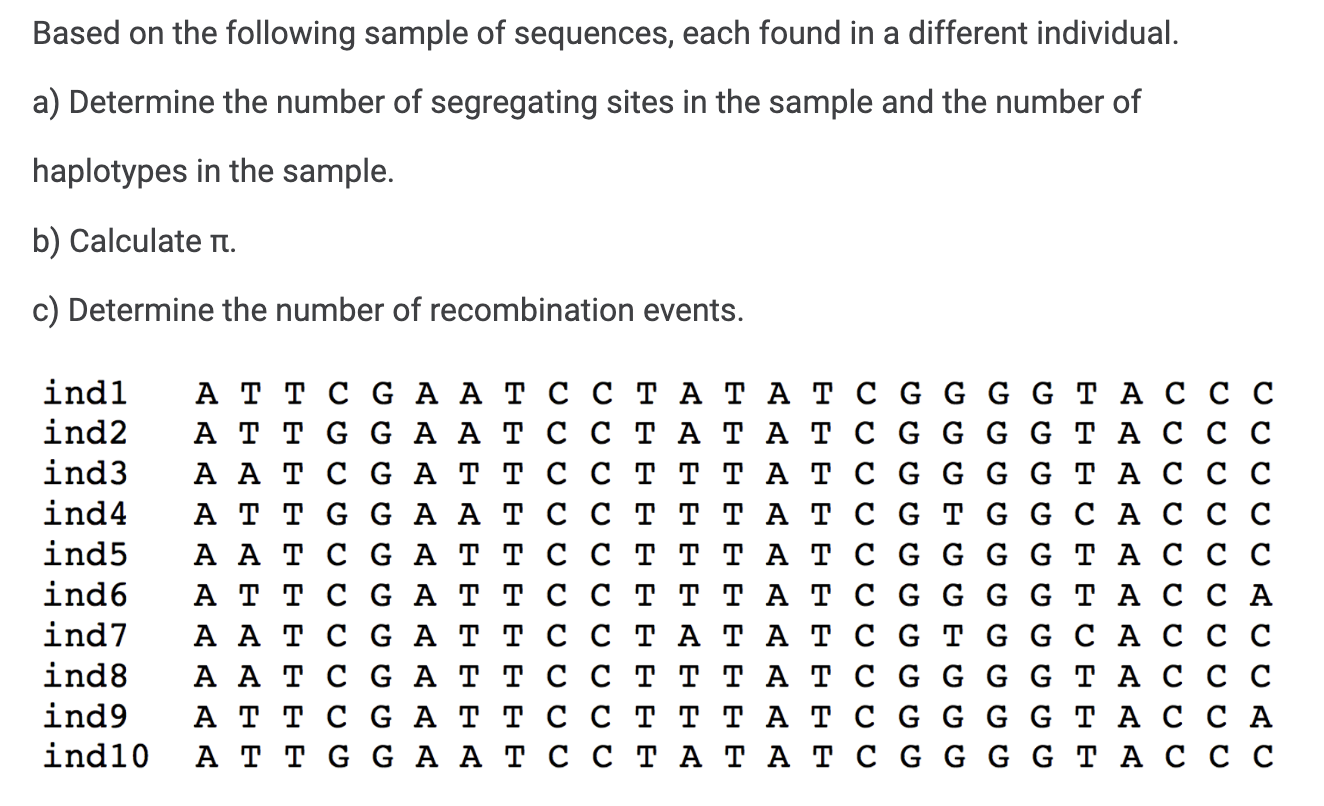 Solved Based on the following sample of sequences, each | Chegg.com