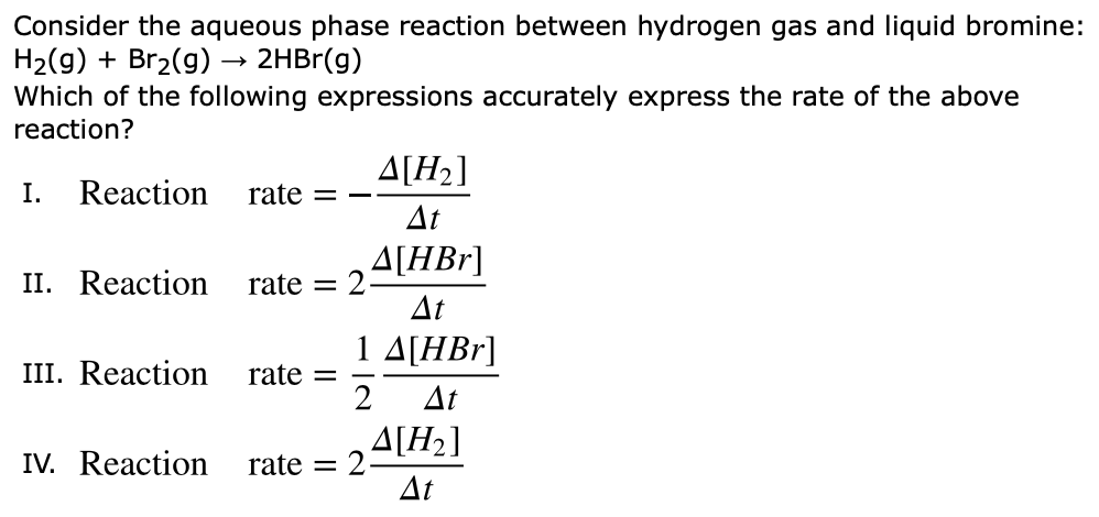 Solved Consider the aqueous phase reaction between hydrogen | Chegg.com
