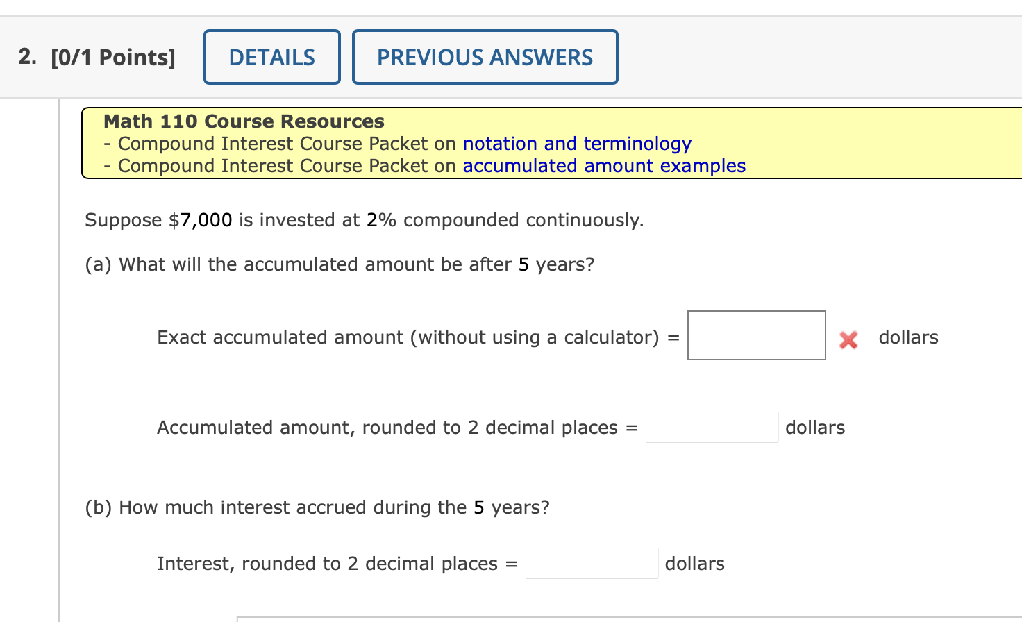 Solved Math 110 Course Resources - Compound Interest Course | Chegg.com