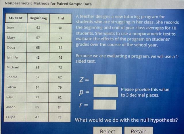 Solved Nonparametric Methods for Paired Sample Data A | Chegg.com